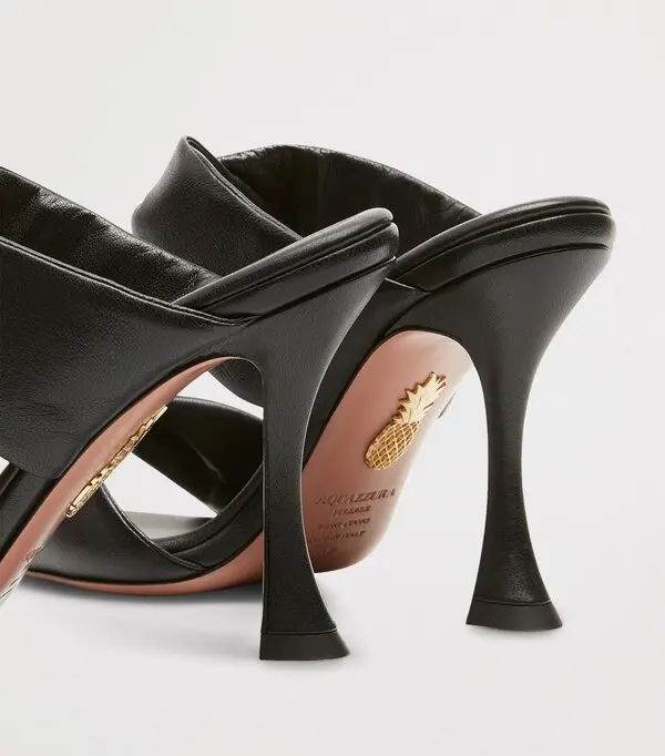 AQUAZZURA Leather Twist Heeled Sandals 95 - Black