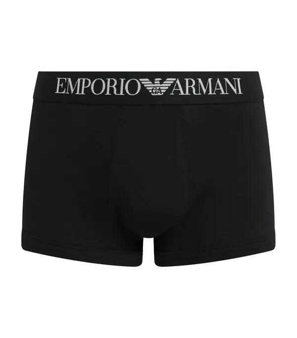 Emporio Armani Stretch-cotton Logo Trunks - Black