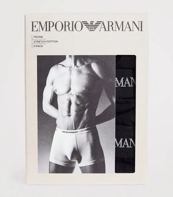 Emporio Armani Stretch-cotton Logo Trunks - Black