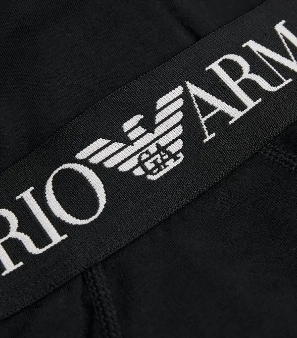 Emporio Armani Stretch-cotton Logo Trunks - Black