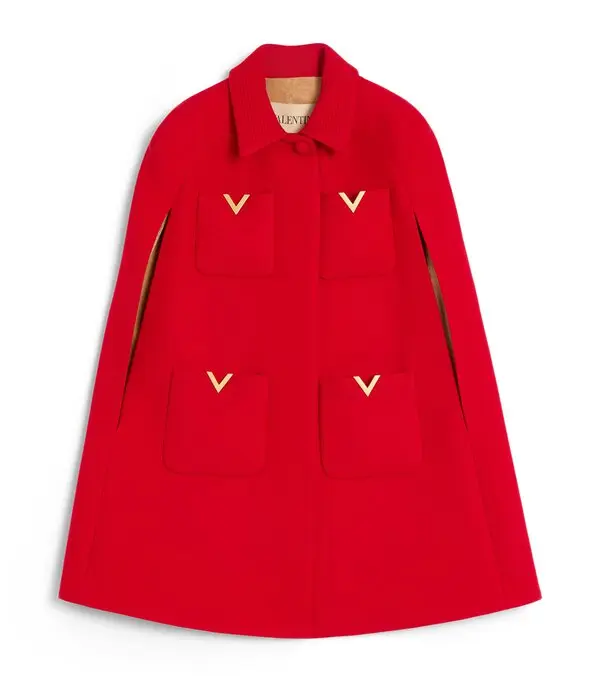 Valentino Garavani Wool-silk Cape - Red