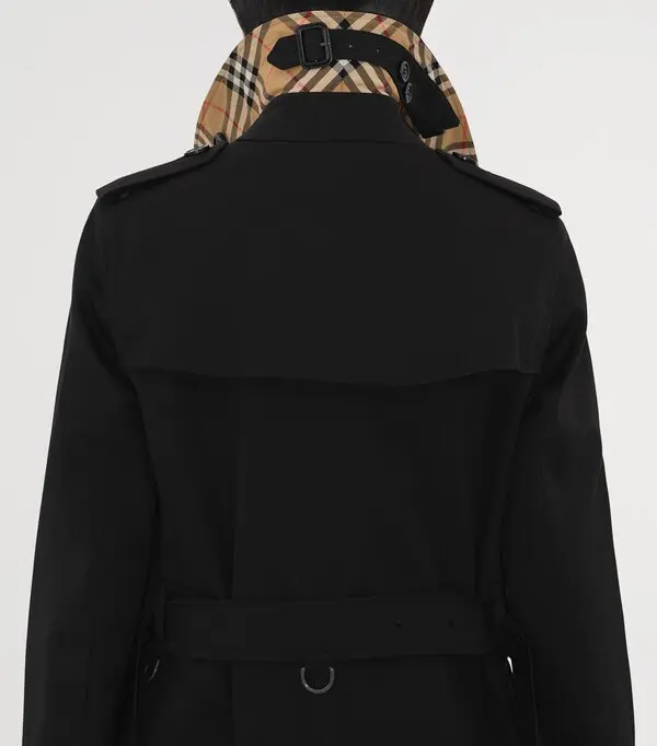 Burberry Gabardine Mid-length Kensington Heritage Trench Coat - Black