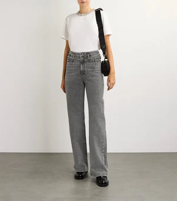 Maje Chain-detail Wide-leg Jeans - Black