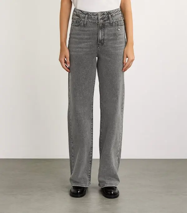 Maje Chain-detail Wide-leg Jeans - Black