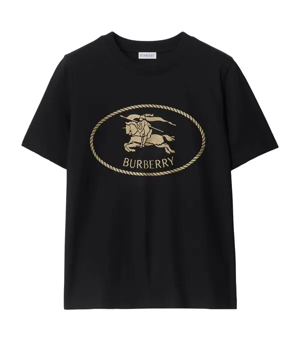 Burberry Cotton T-shirt With Knight Stamp - Black