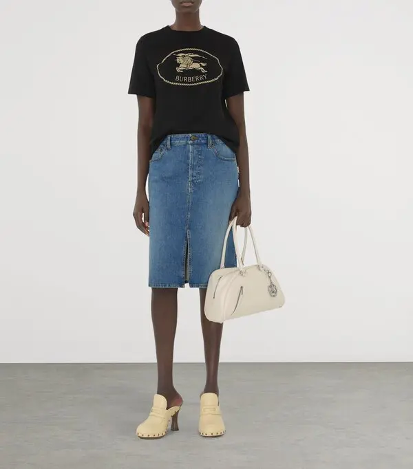 Burberry Cotton T-shirt With Knight Stamp - Black