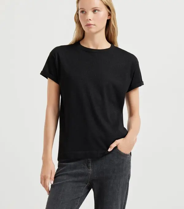 Brunello Cucinelli Cashmere-silk-blend T-shirt - Black