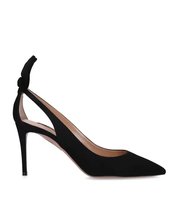 AQUAZZURA Suede Bow Tie 85 Pumps - Black