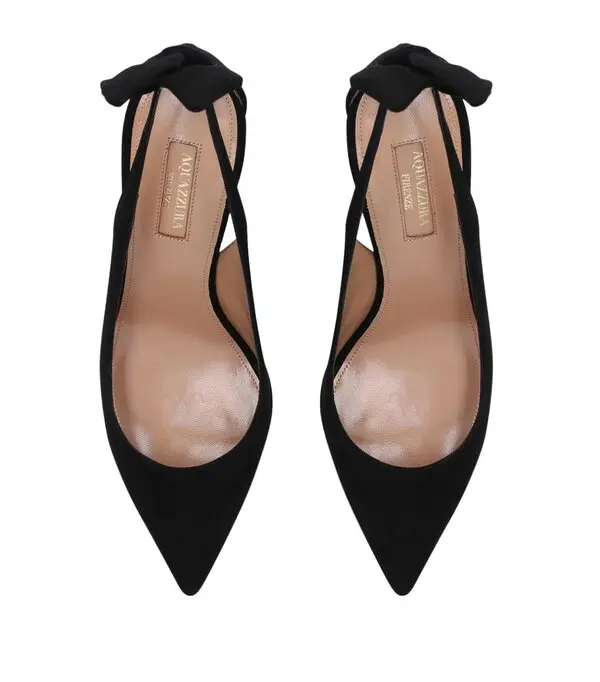 AQUAZZURA Suede Bow Tie 85 Pumps - Black