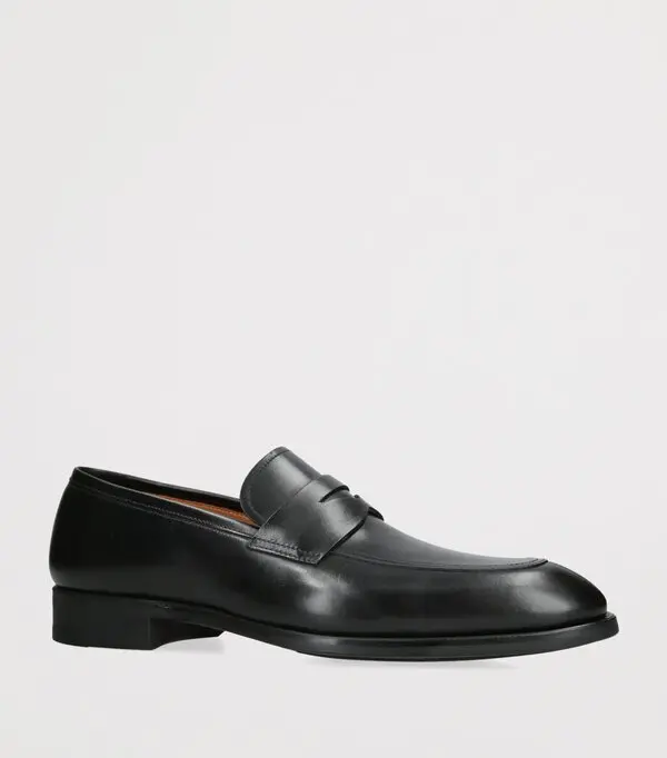 Magnanni Leather Madison Penny Loafers - Black