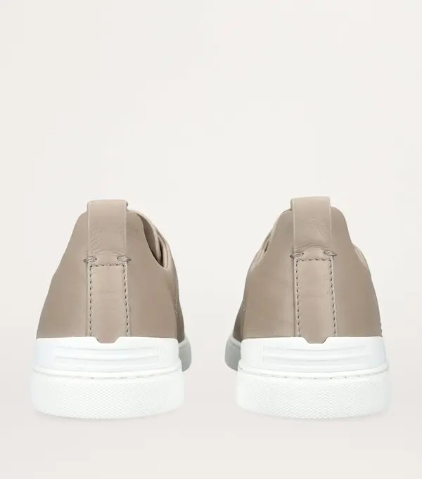 Zegna Shearling Triple Stitch Secondskin Sneakers - Grey