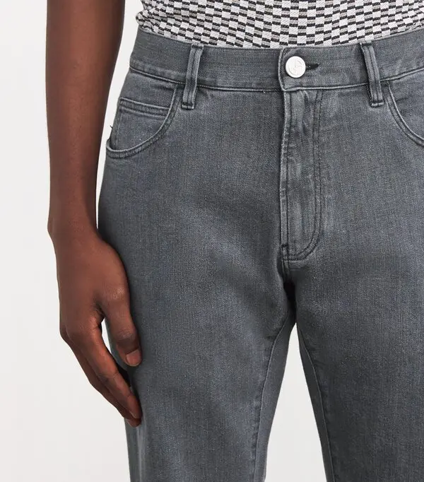 Giorgio Armani Stretch-cotton Straight Jeans - Grey