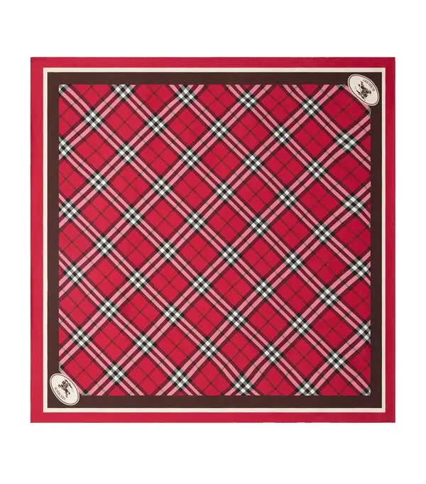 Burberry Silk Check Scarf - Red