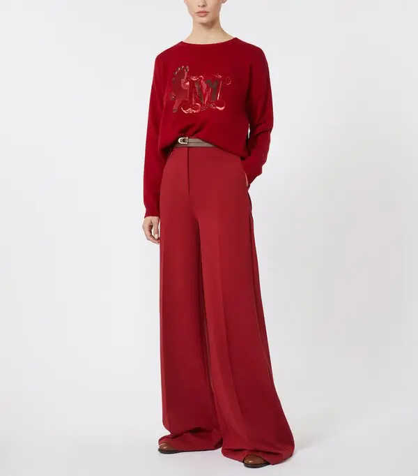 Max Mara Jersey Wide-leg Trousers - Red