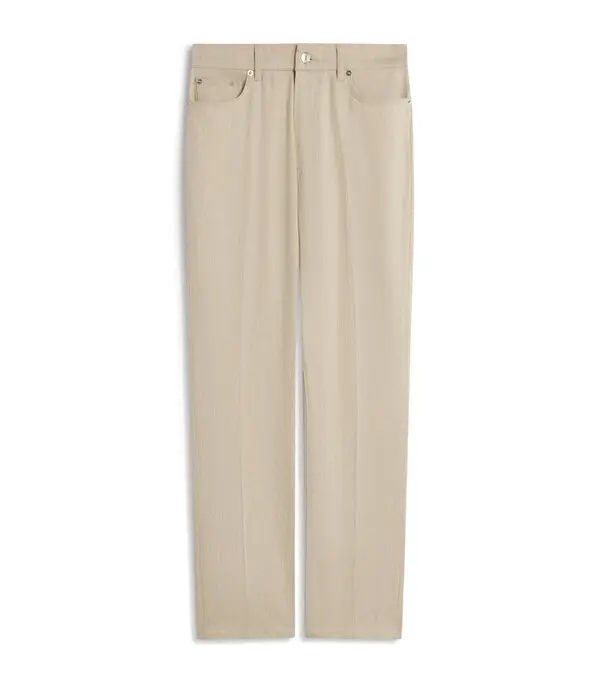 Dunhill Wool-blend Straight Leg Denim Trousers - Beige