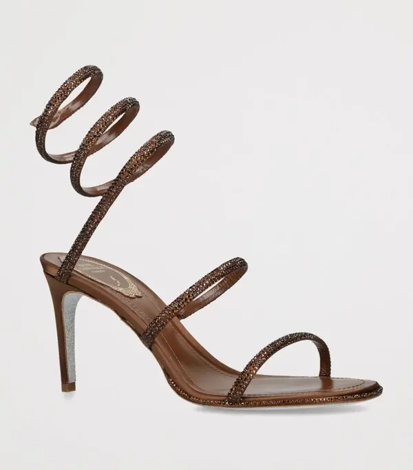 Rene Caovilla Satin Embellished Cleo Sandals - Brown