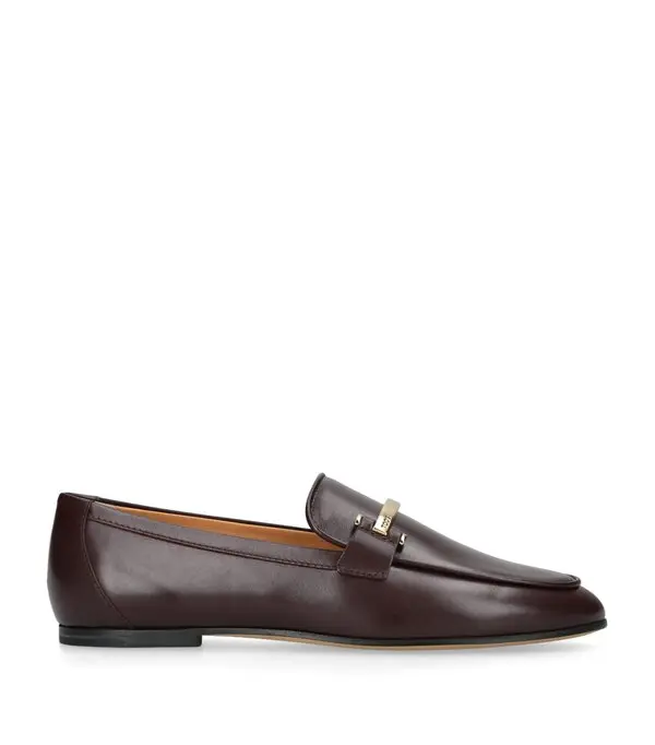 TOD'S Leather Barretta Moccasins - Brown