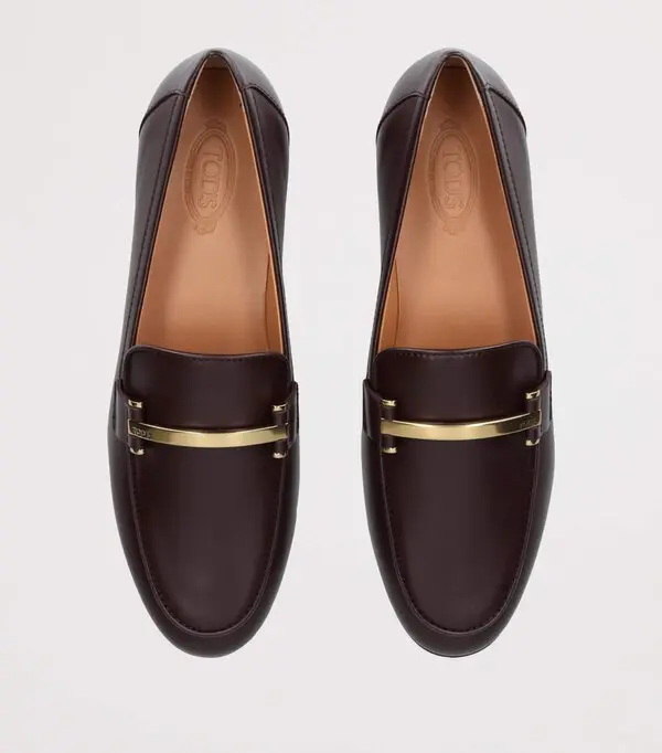 TOD'S Leather Barretta Moccasins - Brown