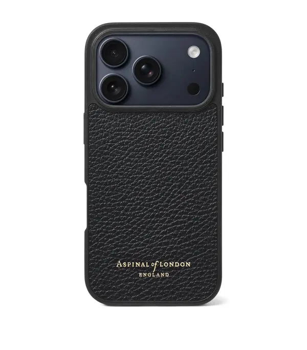 ASPINAL OF LONDON Grained Leather Iphone 17 Pro Case - Black