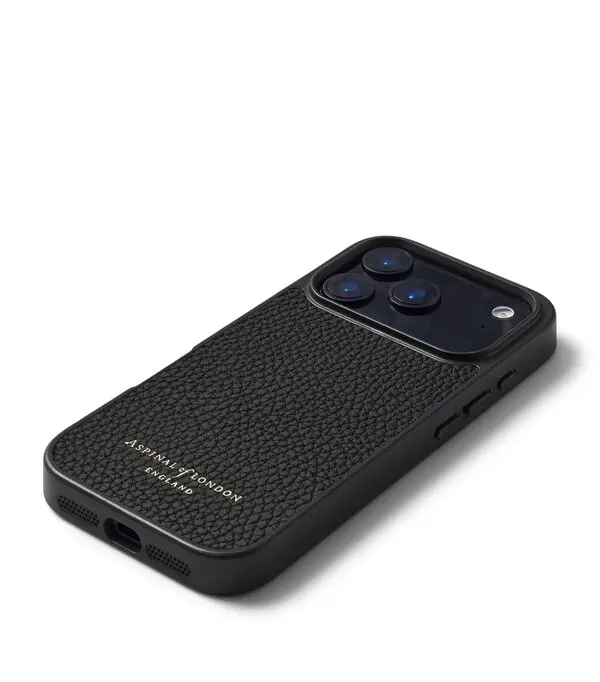 ASPINAL OF LONDON Grained Leather Iphone 17 Pro Case - Black