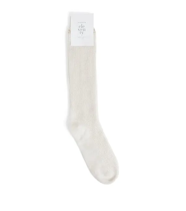 Eleventy Wool-blend Ribbed Socks - White