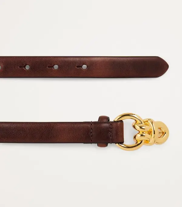 Sandro Leather Belt With Chain Buckle - Brown