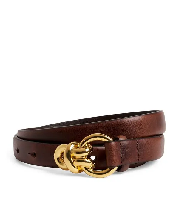 Sandro Leather Belt With Chain Buckle - Brown