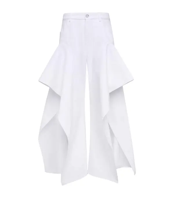 Alaïa Ruffled Split Jeans - White