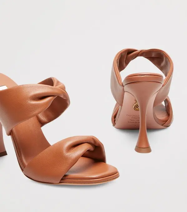 AQUAZZURA Leather Twist Heeled Sandals - Beige