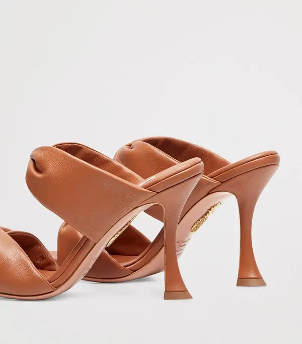 AQUAZZURA Leather Twist Heeled Sandals - Beige