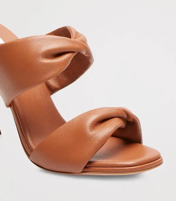 AQUAZZURA Leather Twist Heeled Sandals - Beige