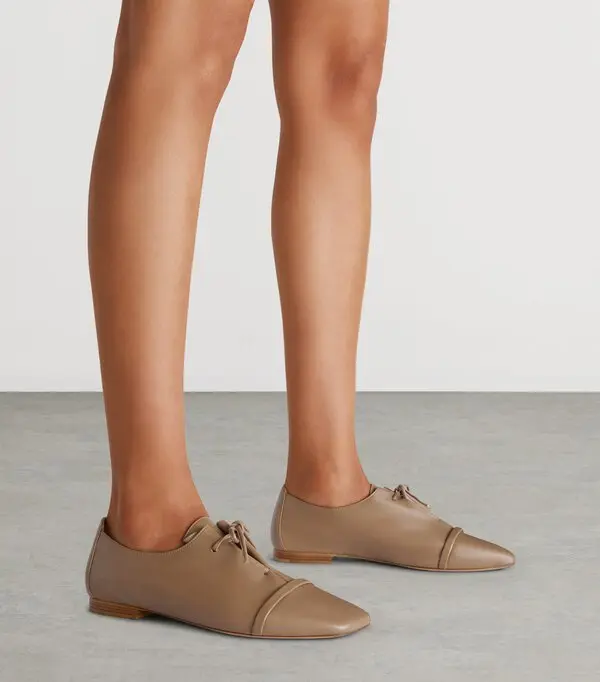 MALONE SOULIERS Nappa Leather Lace-up Flats - Neutral