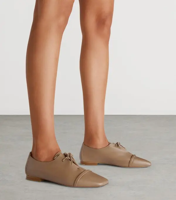 MALONE SOULIERS Nappa Leather Lace-up Flats - Neutral