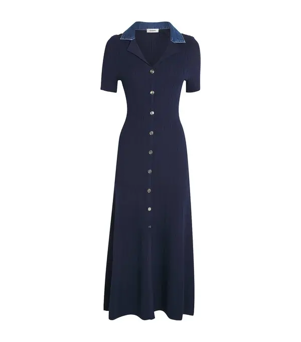womens flutter sleeve midi dress Sky Blue Button Down Flutter Sleeve Midi Dress – PinkBlush