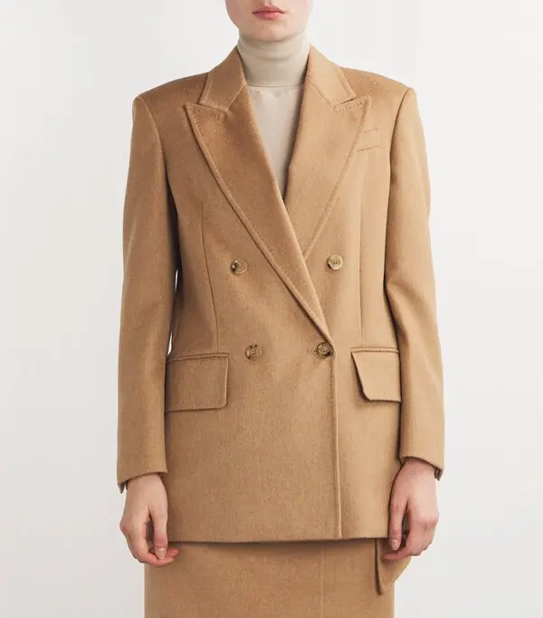 Max Mara Camel Hair Double-breasted Blazer - Beige