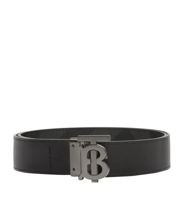 Burberry Leather Check Reversible Belt - Grey