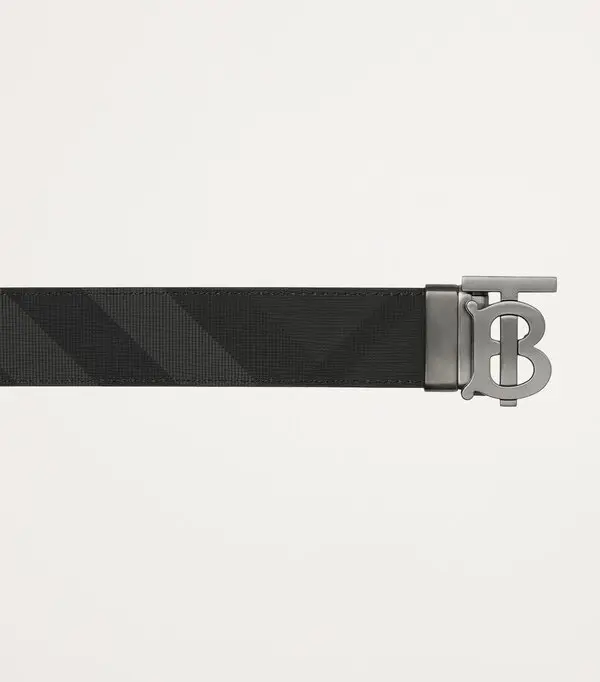 Burberry Leather Check Reversible Belt - Grey