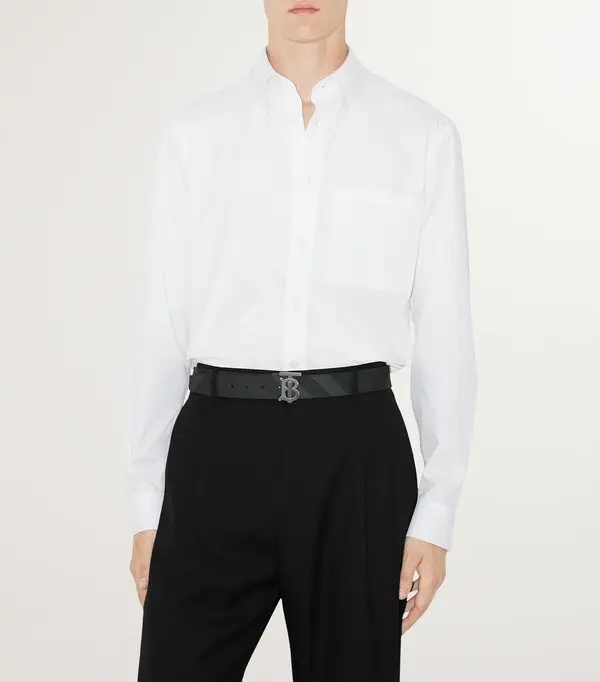 Burberry Leather Check Reversible Belt - Grey