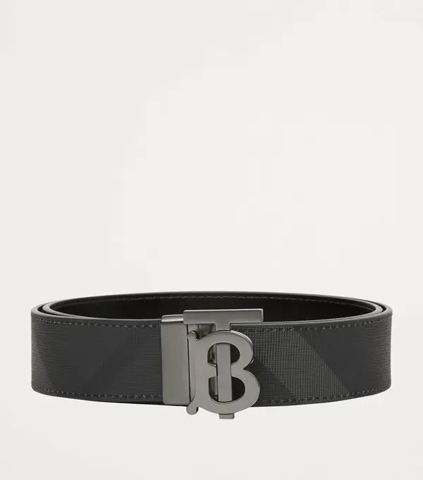 Burberry Leather Check Reversible Belt - Grey