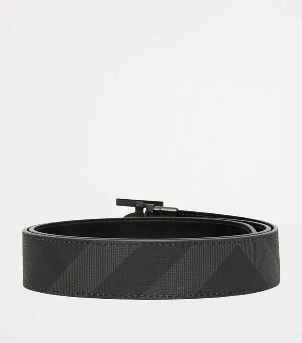 Burberry Leather Check Reversible Belt - Grey