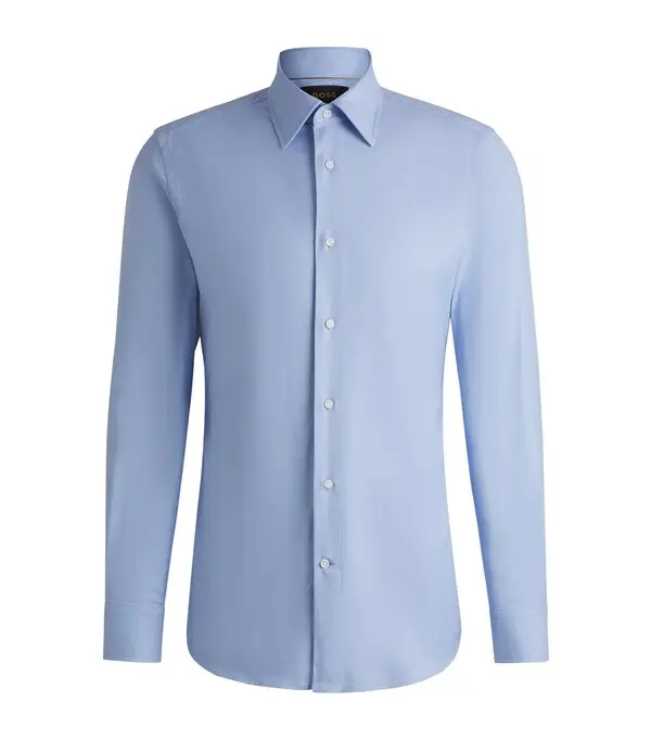BOSS Stretch-cotton Slim Shirt - Blue