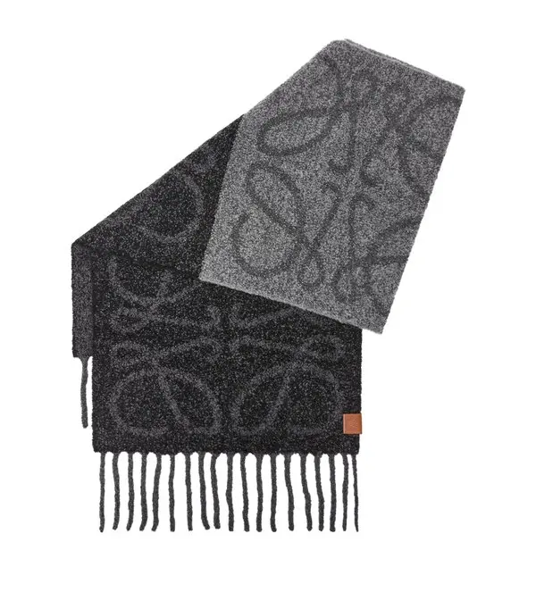 Loewe Alpaca-blend Anagram Scarf - Grey