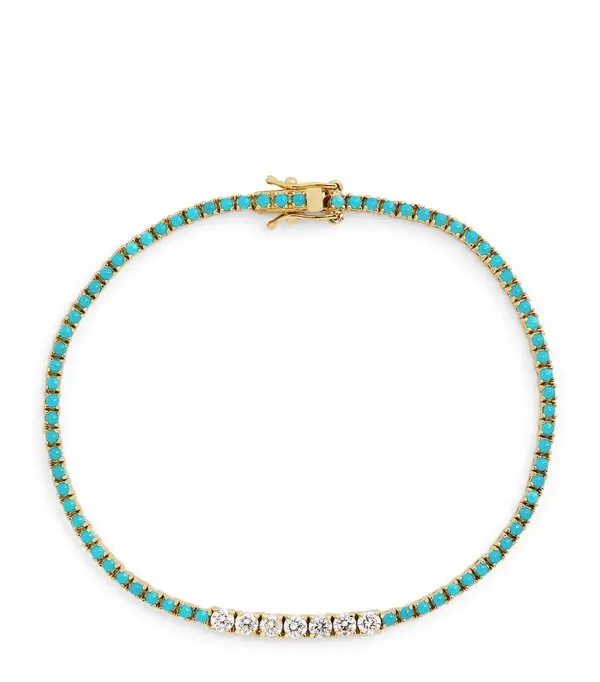 JENNIFER MEYER Yellow Diamond And Turquoise Tennis Bracelet - Gold