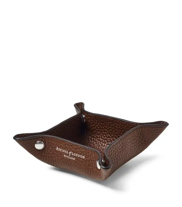 ASPINAL OF LONDON Mini Grained Leather Tidy Tray - Brown