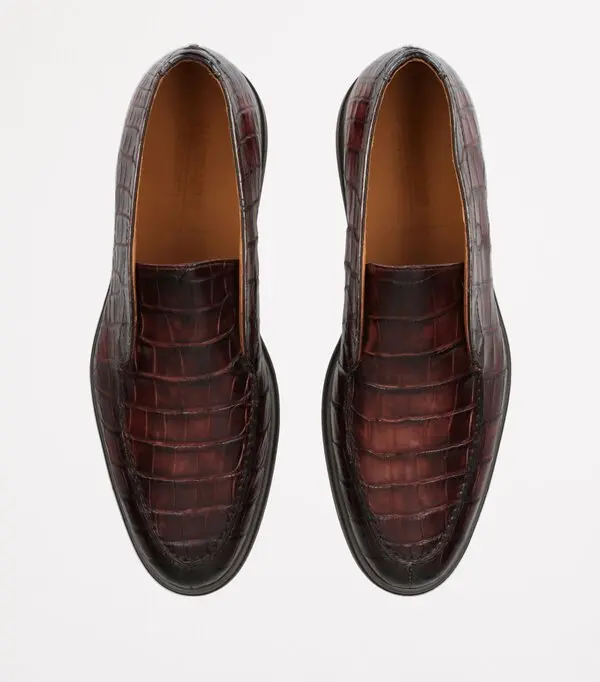 Magnanni Crocodile Pariaso Mid-Top Loafers - Brown  display picture 1