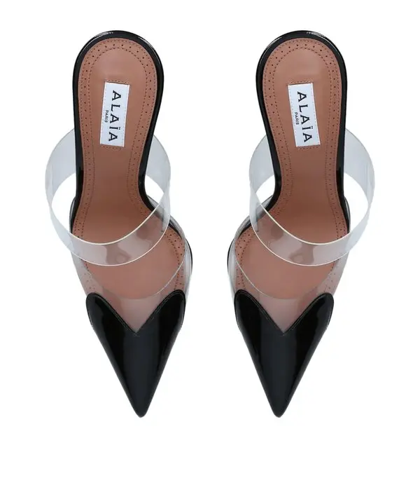 Alaïa Patent Leather Le Coeur Mules - Black