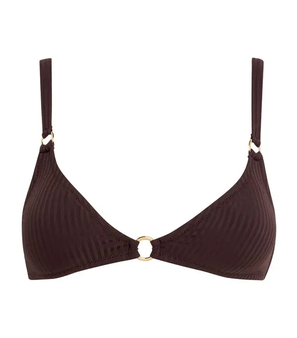 Melissa Odabash Ribbed Montenegro Triangle Bikini Top - Brown