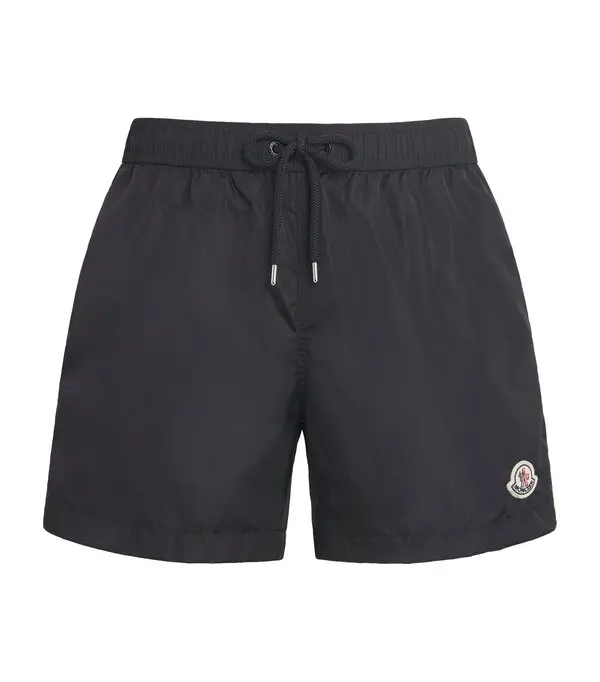 Moncler Logo Appliqué Swim Shorts - Black