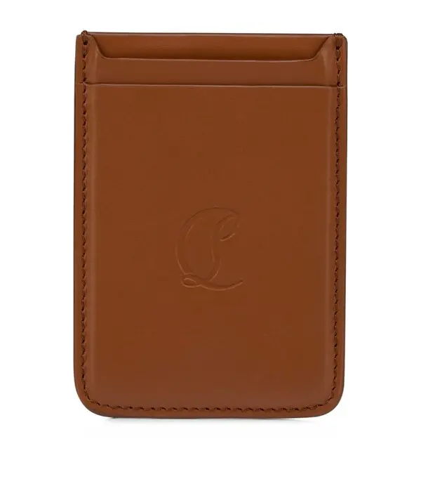 CHRISTIAN LOUBOUTIN Mooncrest Magsafe Leather Card Holder - Brown