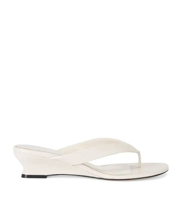 Le Monde Beryl Leather Micro Wedge Sandals 40 - White
